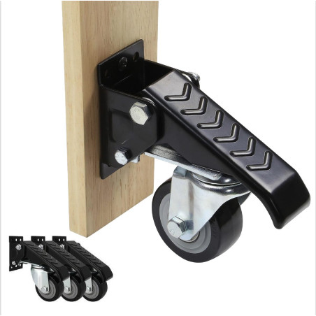 Lot de 4 Roulette rétractable pivotantes pour meuble, établi Ø 65 mm