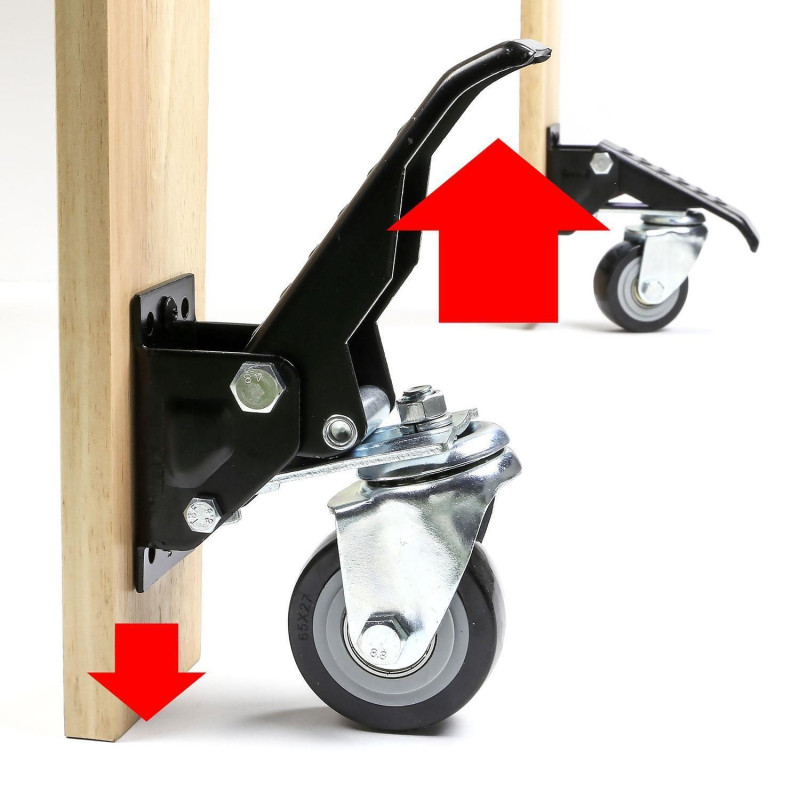 Lot de 4 Roulette rétractable pivotantes pour meuble, établi Ø 65 mm